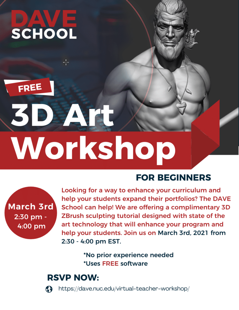 DAVE School Announces FREE Teacher 3D Art Workshop - DAVE School